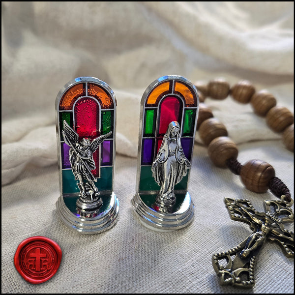 Colorful Mini Stained Glass Statues - Choose Our Lady of Grace or St ...