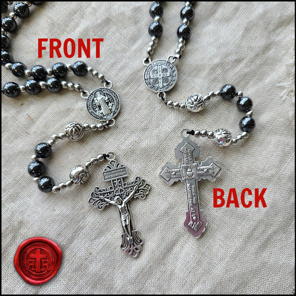 St. Benedict Rosary | Rugged Catholic Rosary | Heavy Hematite Beads ...