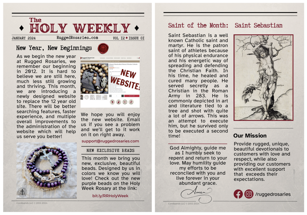 The Holy Weekly Mini Catholic Newsletter from Rugged Rosaries - Rugged ...