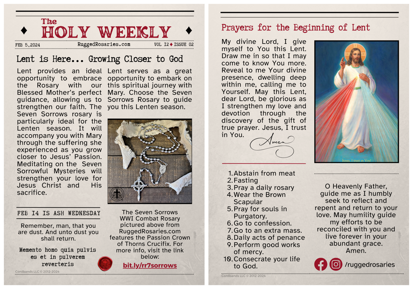 The Holy Weekly Mini Catholic Newsletter from Rugged Rosaries - Rugged ...