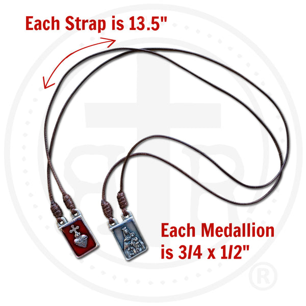 Red Enamel Scapular with Brown Wool Inserts - Catholic Gear - Rugged Rosary