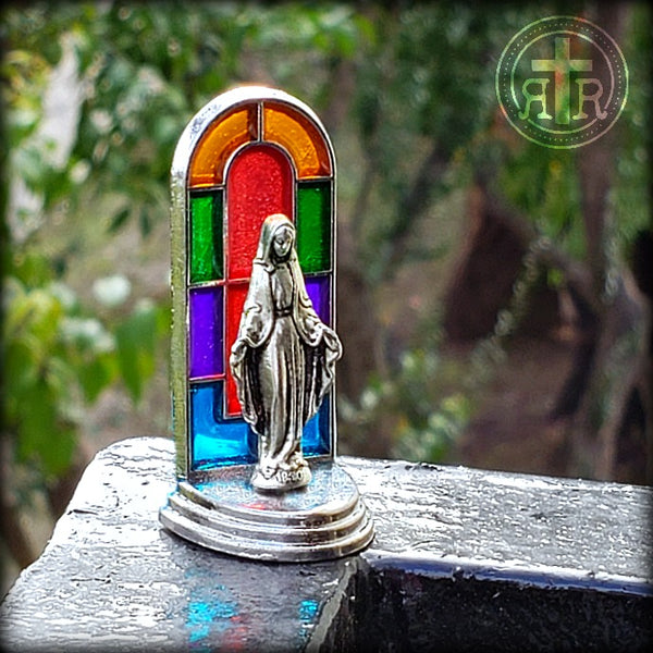 Colorful Mini Stained Glass Statues - Choose Our Lady of Grace or St ...