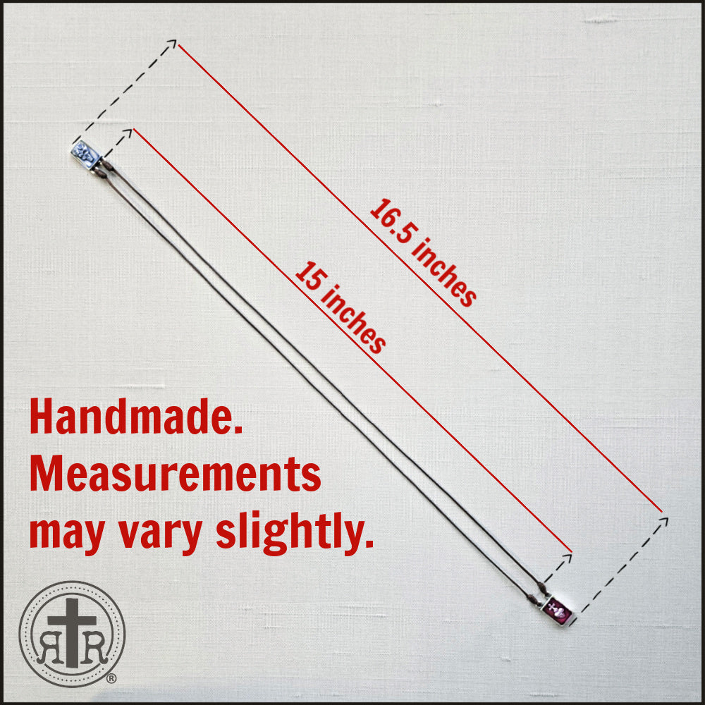 Red Enamel Design- Brown Wool Scapular- Catholic Gifts-Rugged Rosary ...